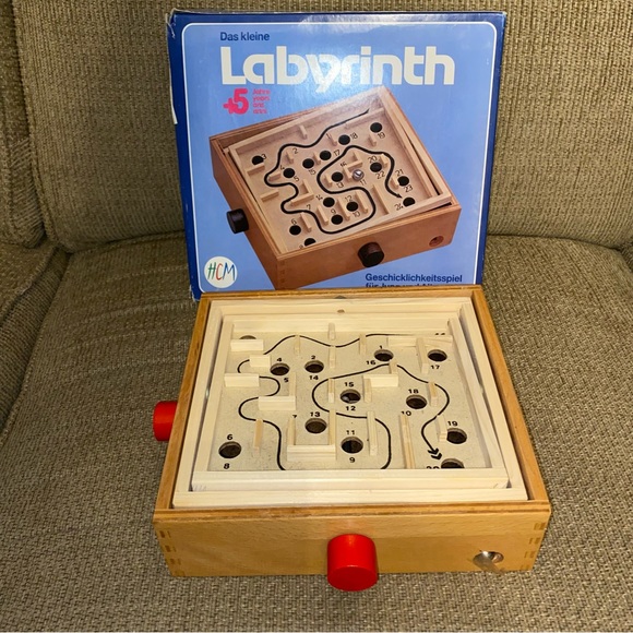Games | Nos Vintage Wooden Labyrinth Maze Game Made In Romania Original ...
